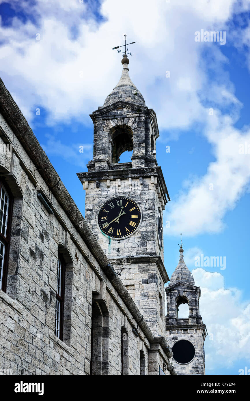 Old Naval Dockyard Clock Towers in Bermuda Stock Photo - Alamy