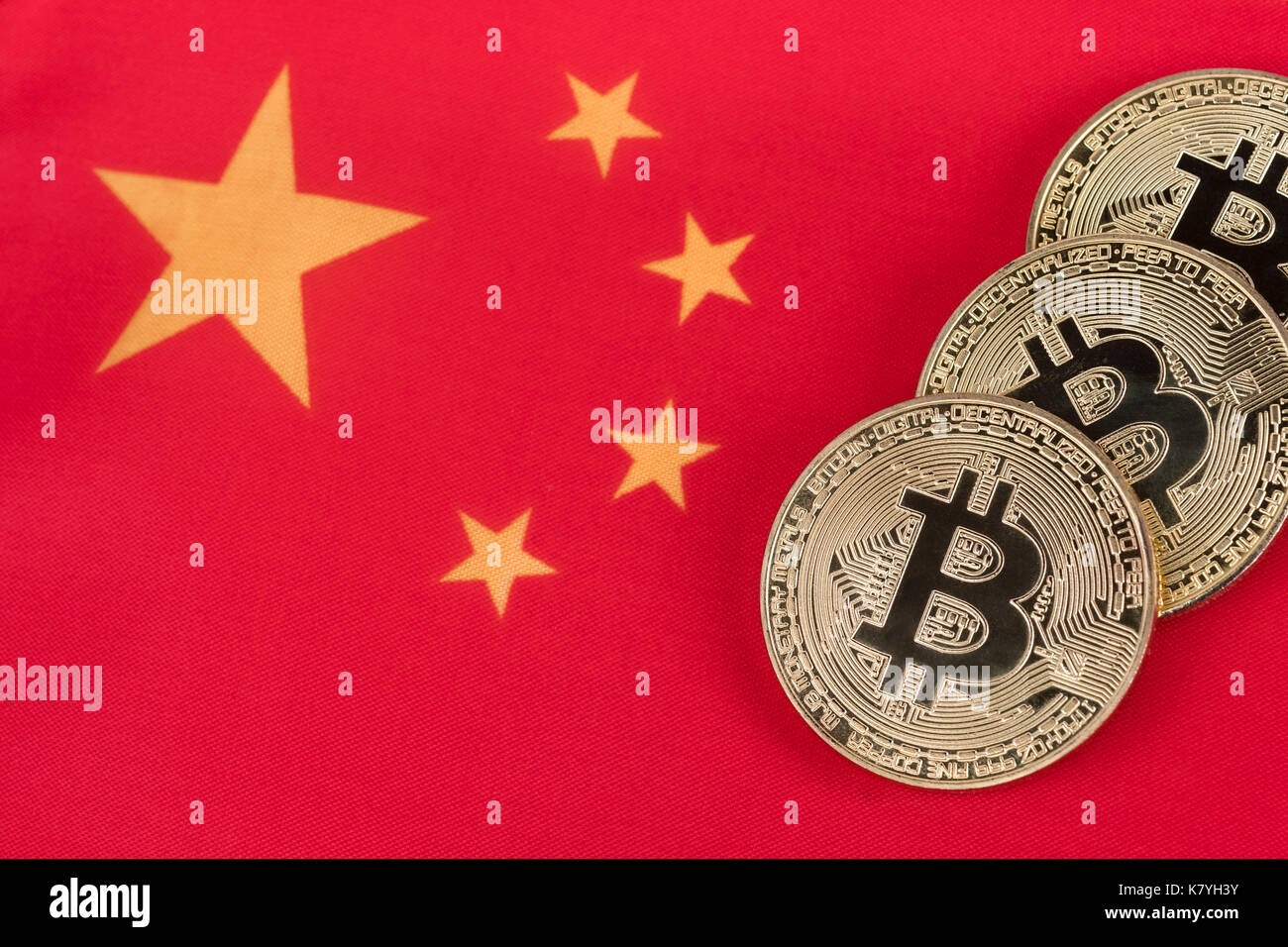 Chinese flag with BitCoin - after Chinese government expressed ...