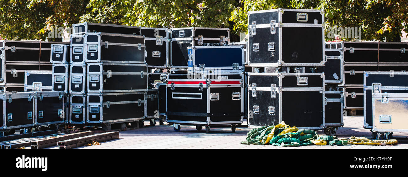 Boxes stage equipment Stock Photo - Alamy