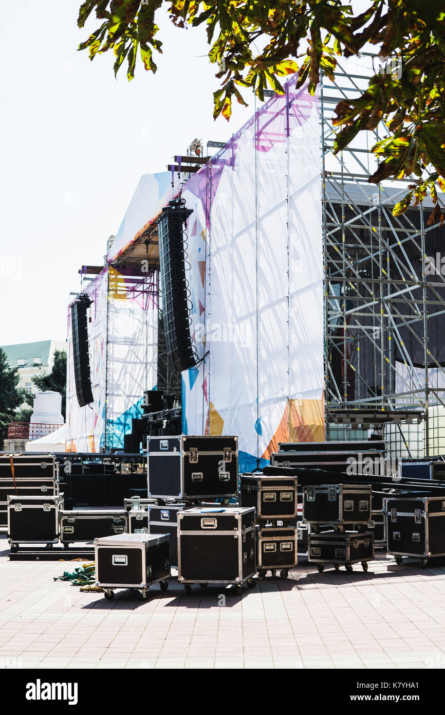 Boxes stage equipment Stock Photo - Alamy