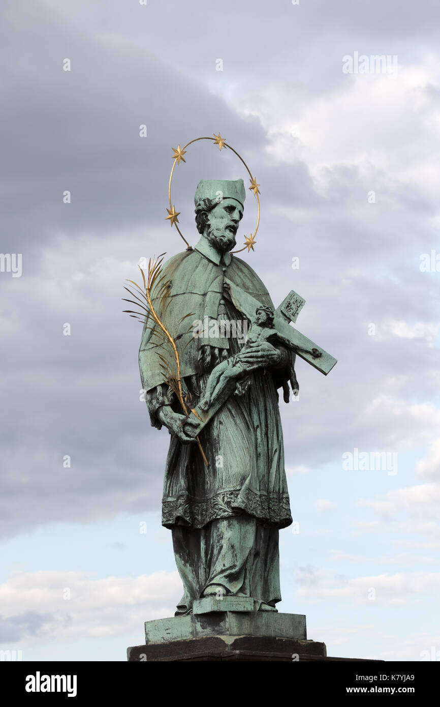 Prague, Czech Republic - August 21, 2017: Statue of Christian saints ...