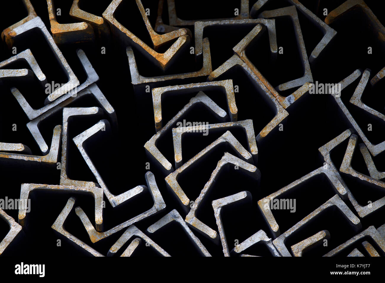 Metal profile channel in packs at the warehouse of metal products ...