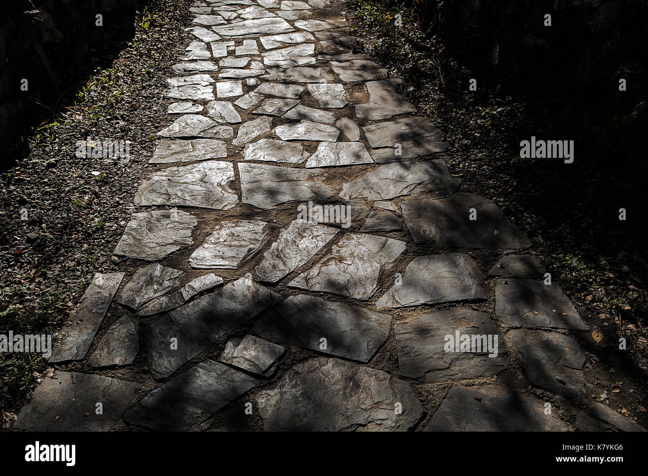 Park stone path. Stone path. Stone pathway. Stone path background ...