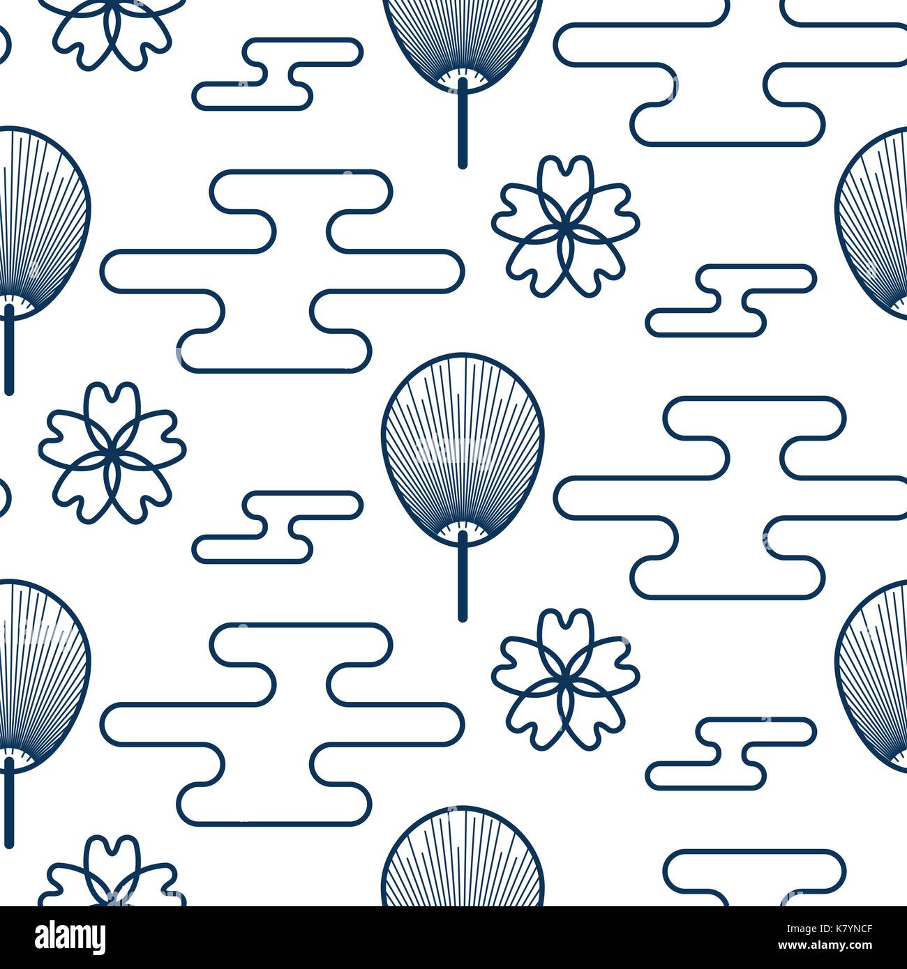 Japanese fan pattern in blue and orange colors Stock Vector Image & Art ...