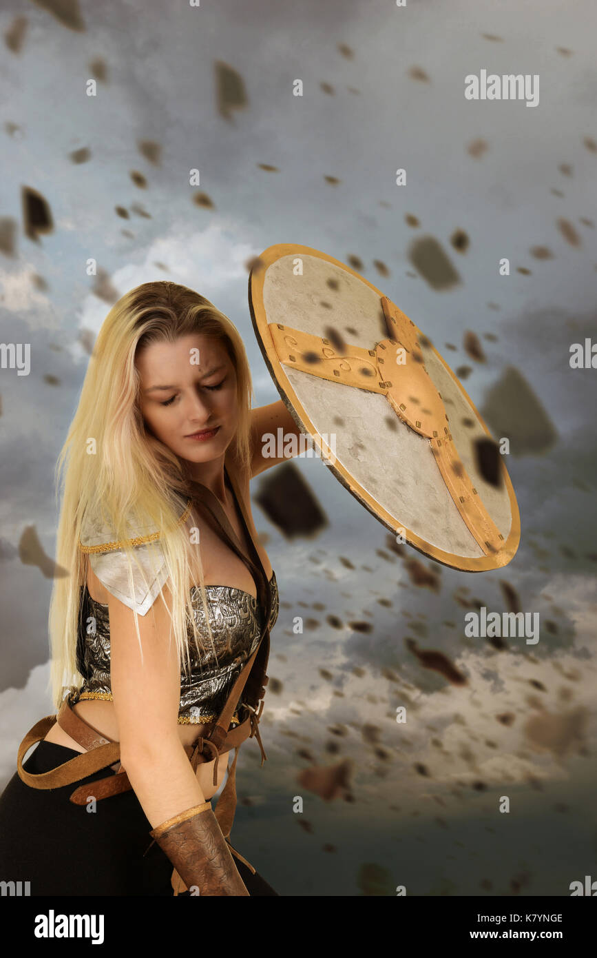 Warrior woman with shield hi-res stock photography and images - Alamy