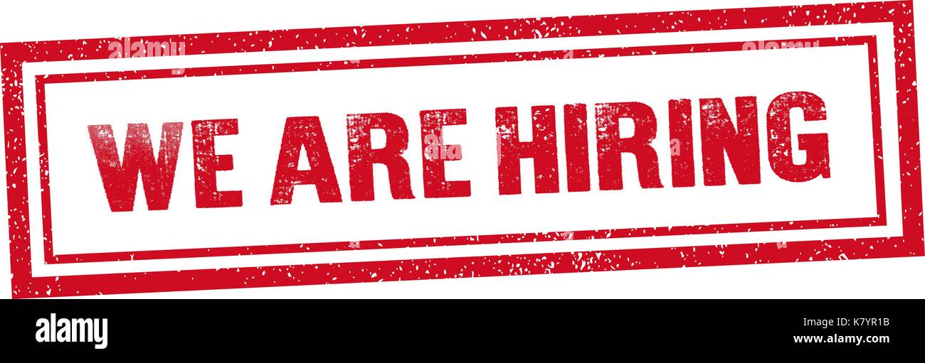 Isolated WE ARE HIRING red stamp seal text message on white background ...