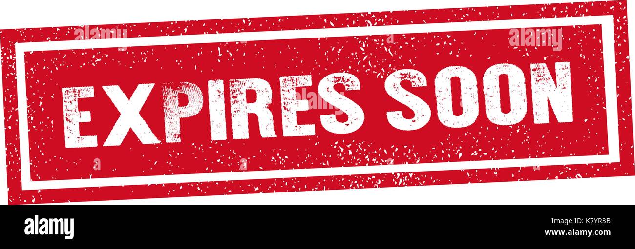 Isolated EXPIRES SOON red stamp seal text message on white background ...