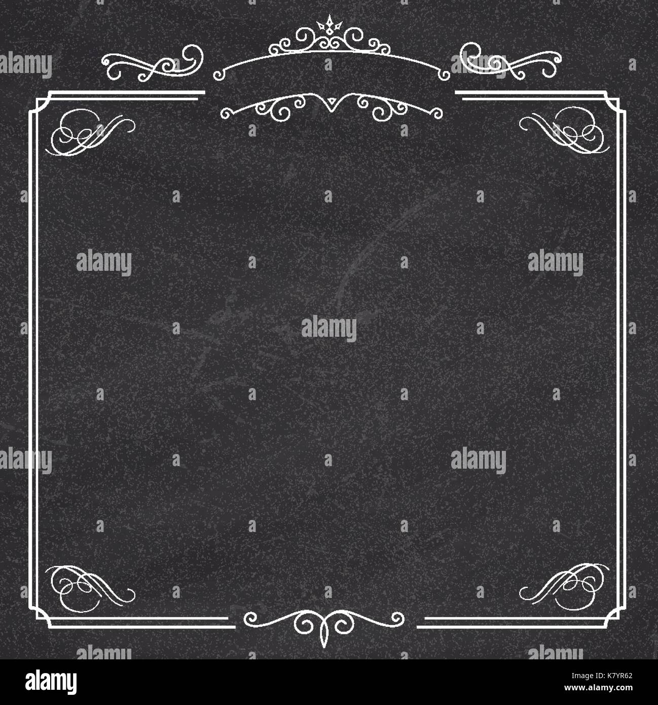 Square ornamental retro elegant black border and white album background ...