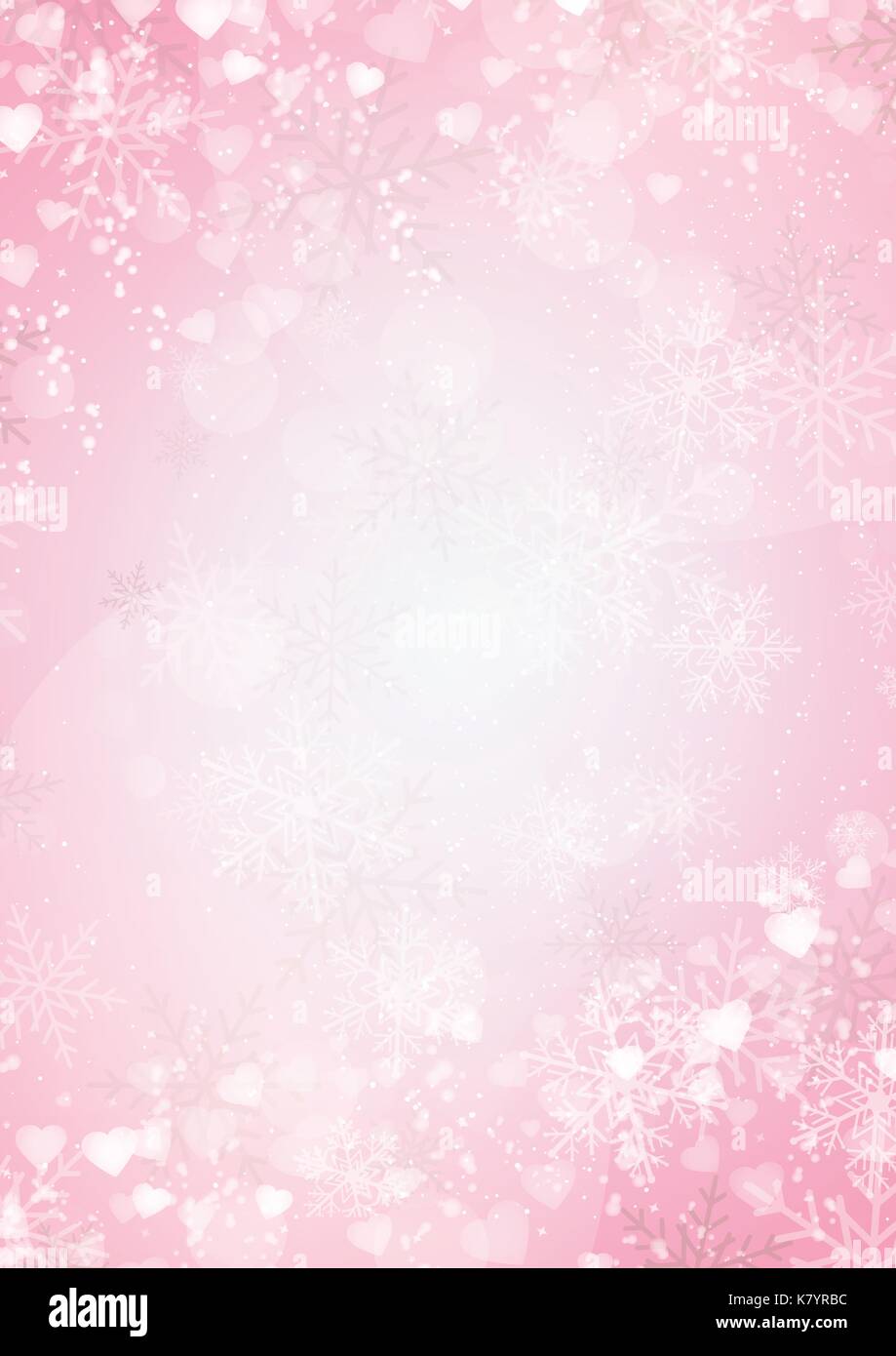 Snowflake and hearts border pink background Stock Vector Image & Art ...