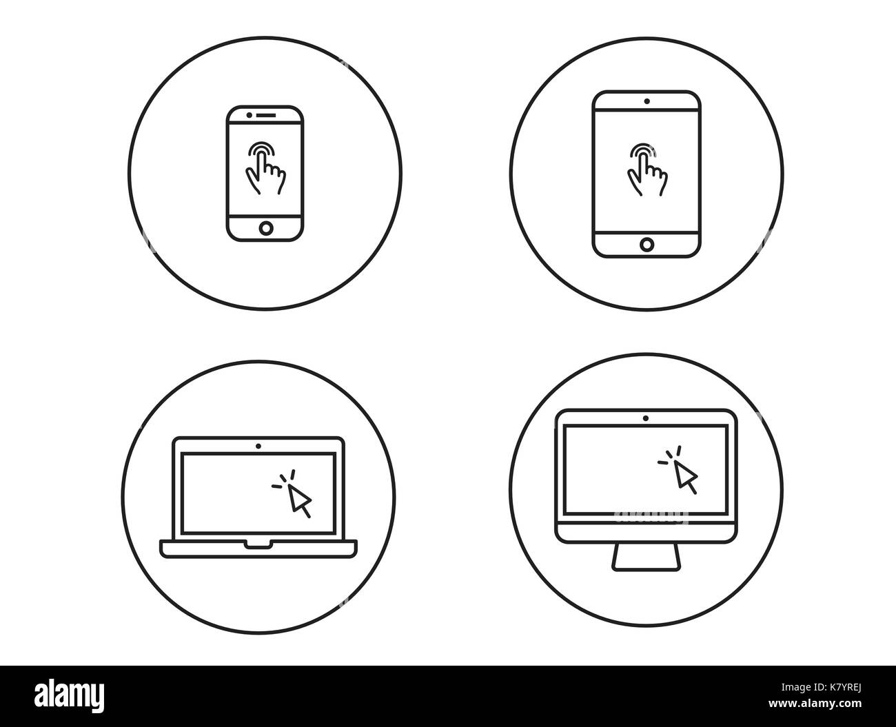 Laptop computer, tablet, mobile with finger gesture and cursor vector ...