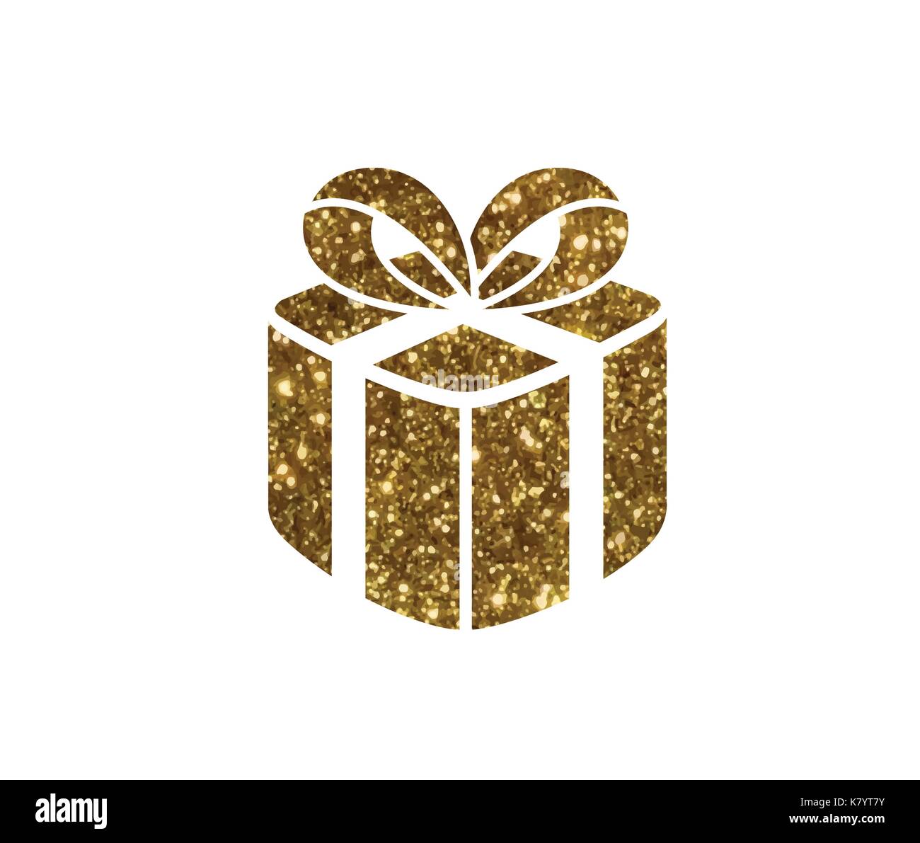 The isolated glitter golden holiday gift box icon Stock Vector Image ...