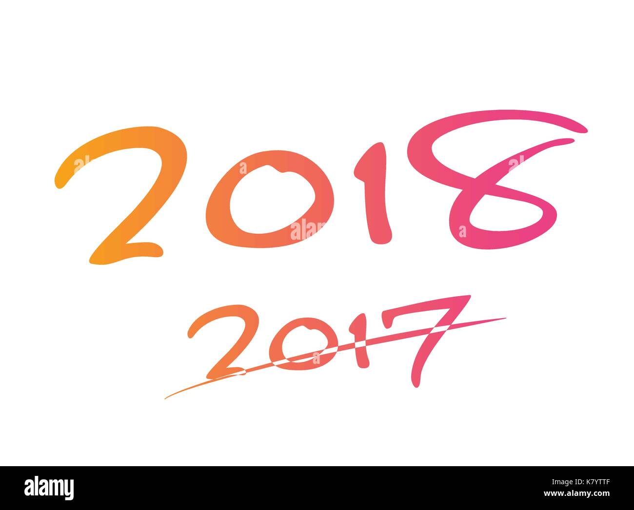 The Colorful gradient pink to orange isolated hand writing font word ...