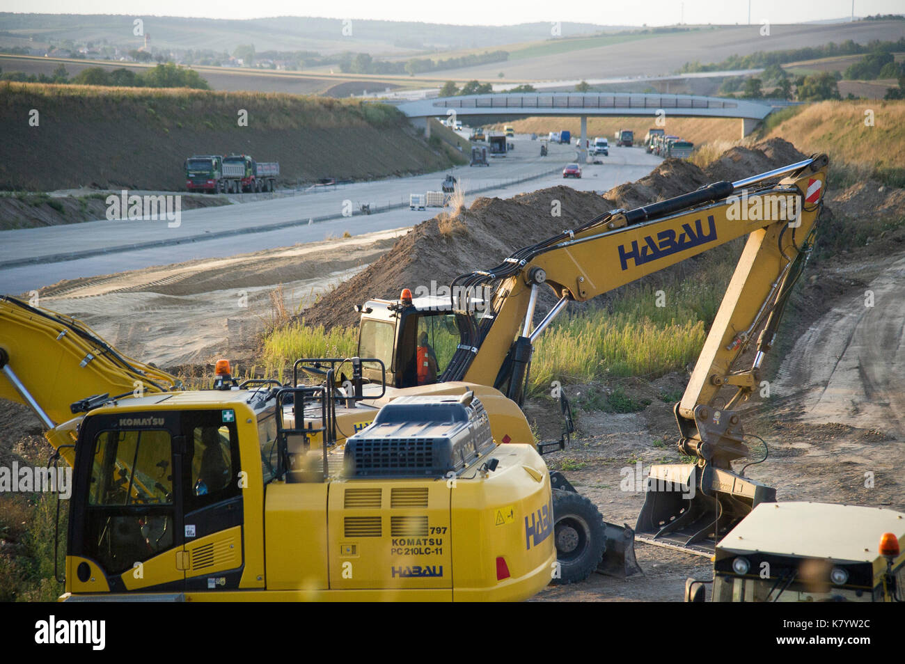 Construction on Autobahn A5 (Nordautbahn) to Wien, Austria. 24 August ...