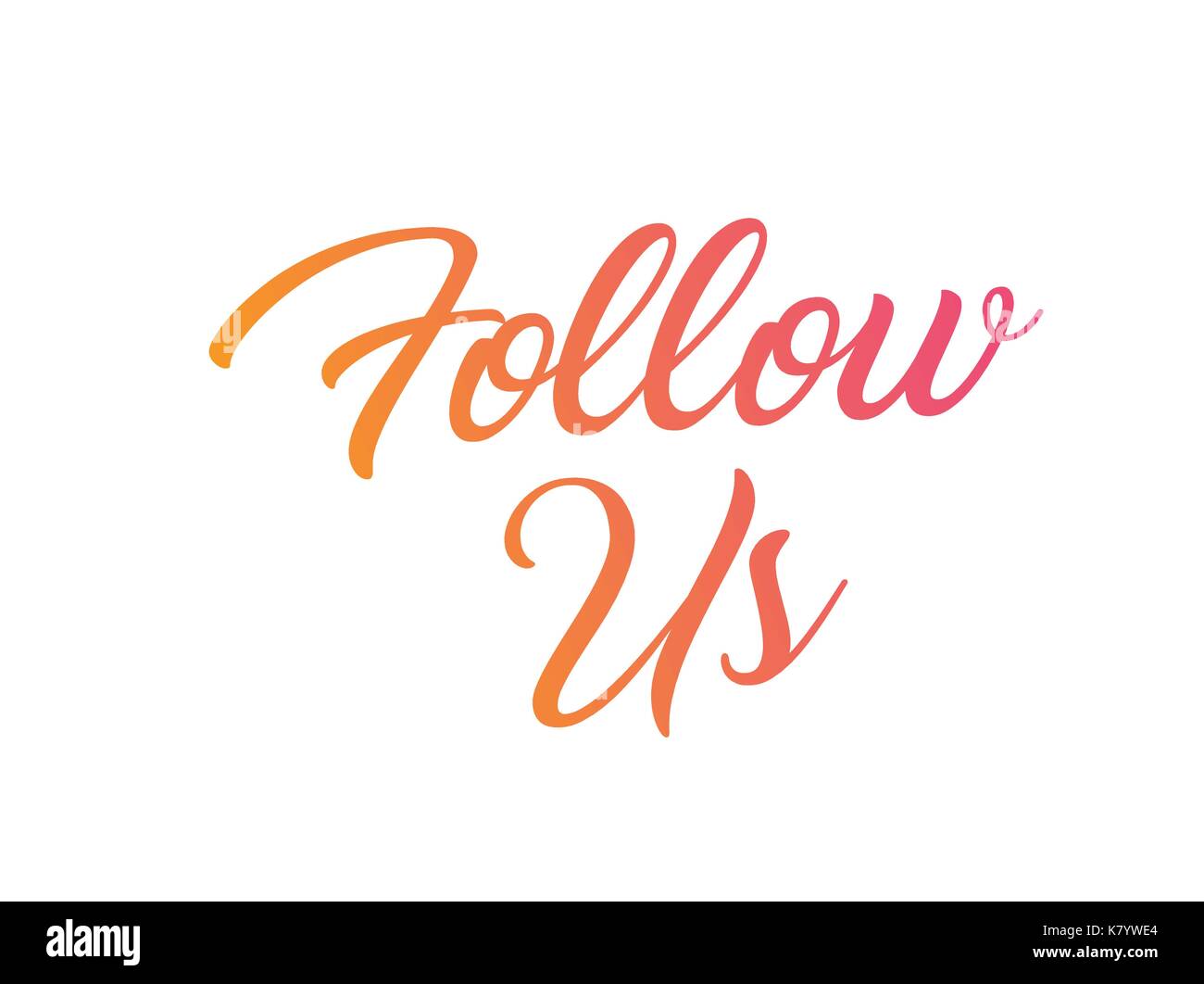 The Gradient pink to orange isolated hand writing word FOLLOW US Stock ...