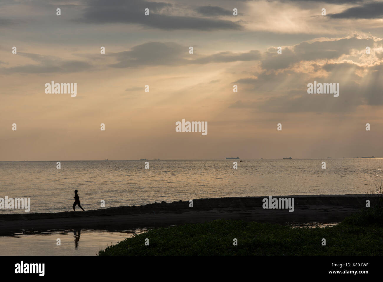 Tropical beach in sunset time Stock Photo - Alamy