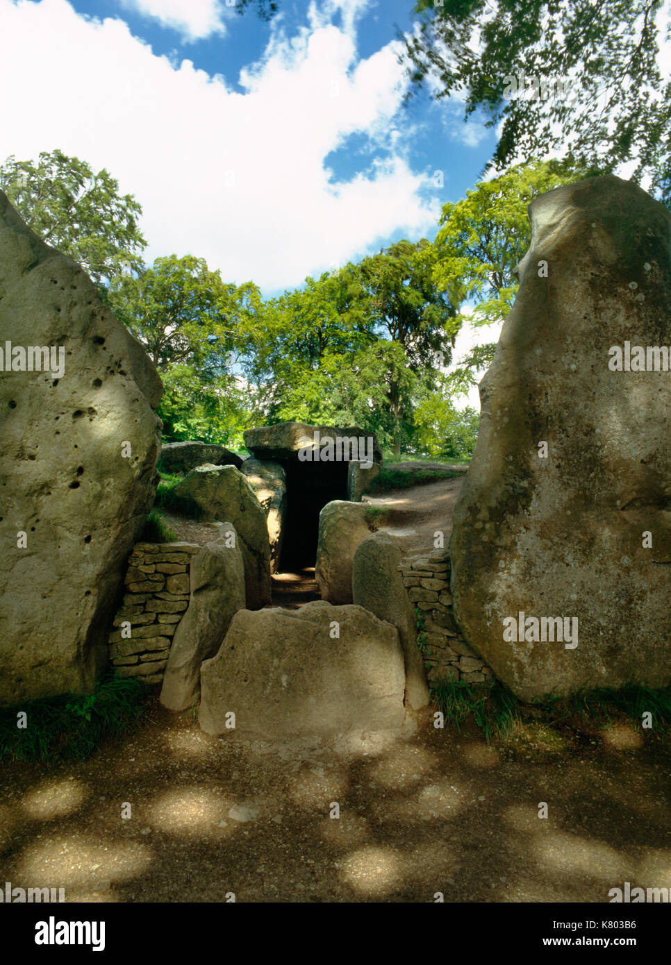 View NNW at central part of the megalithic facade, entrance passage ...
