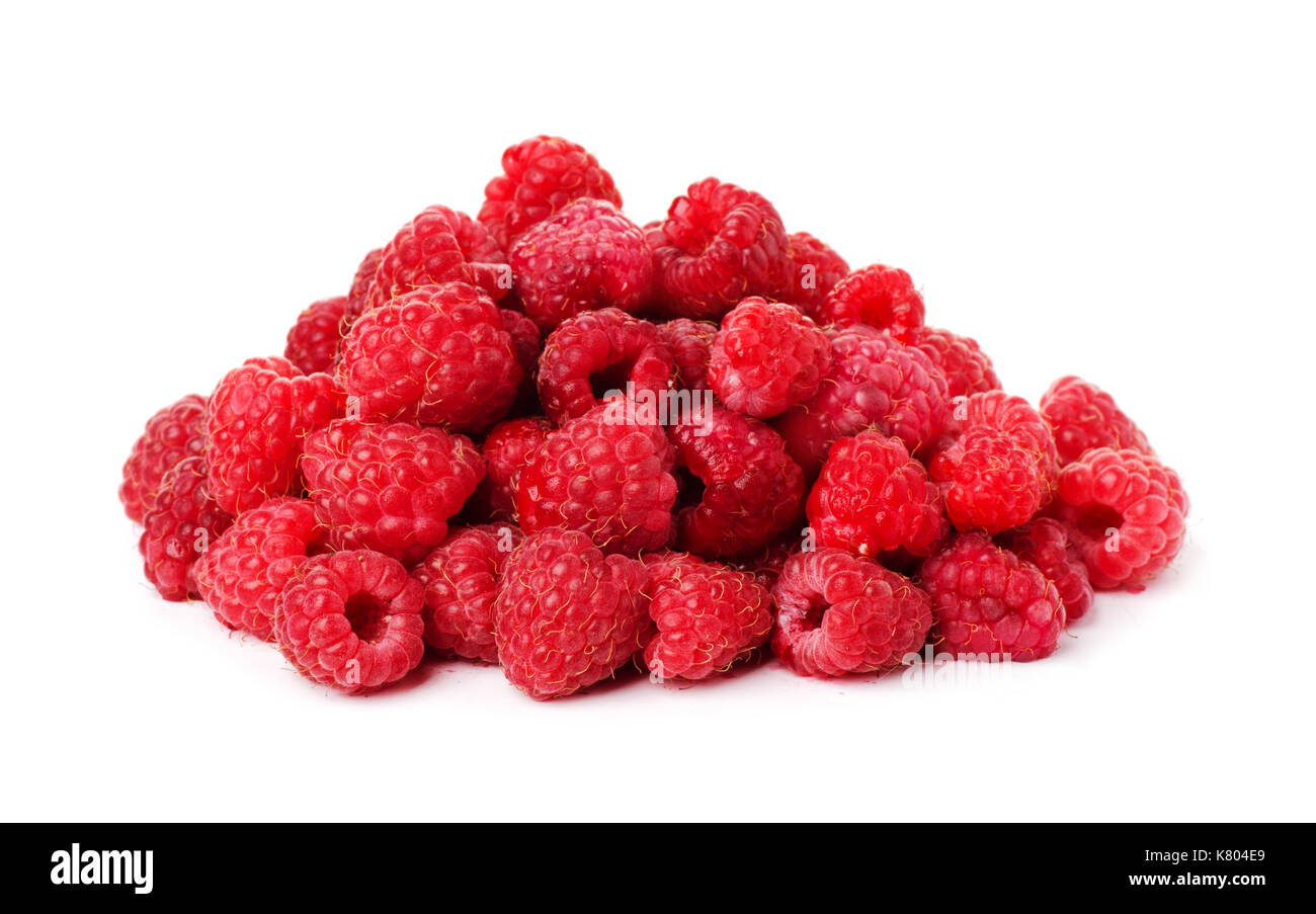 Ripe raspberries isolated on white background Stock Photo - Alamy