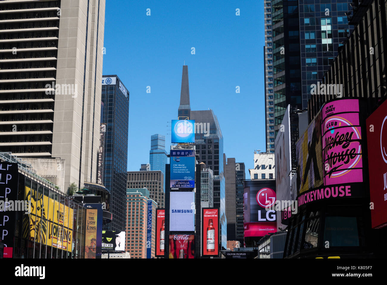 Colorful electronic advertising screens in Times Sq., New York City ...