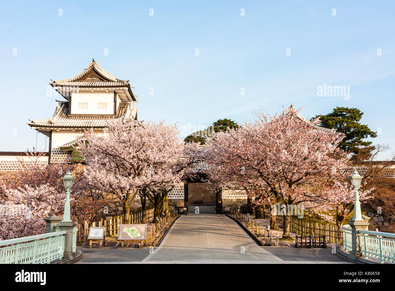 Kanazawa castle, Japan. Reconstructed Ishikawa-mon gate and yagura ...
