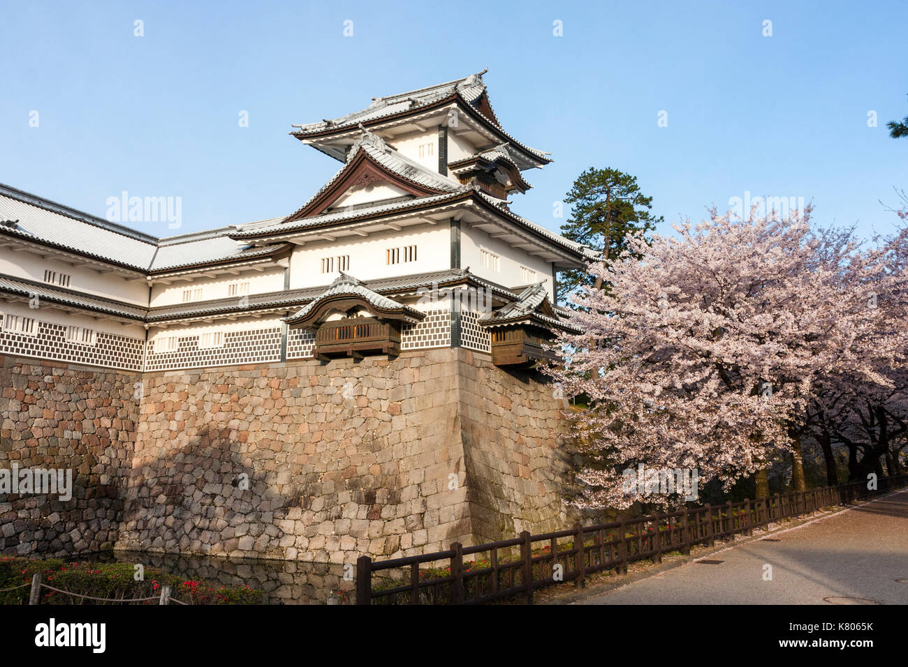 Kanazawa castle, Japan. Reconstructed Hishi yagura, turret, with dashi ...