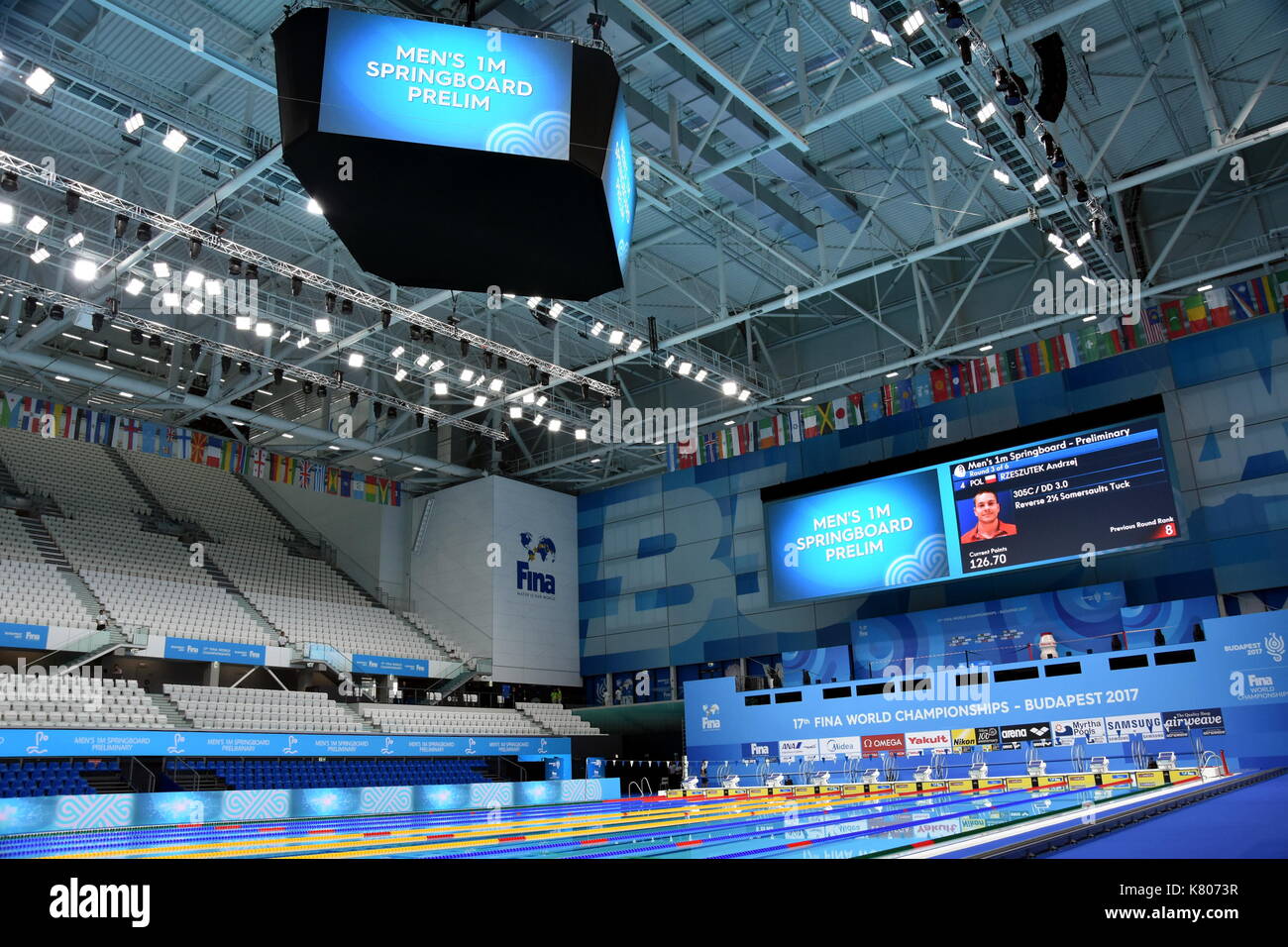Budapest, Hungary - Jul 14, 2017. Inside the Duna Arena, the home of ...