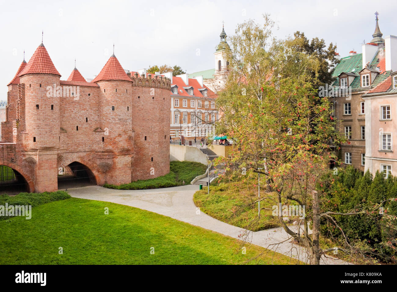 Warsaw Barbican, medieval fortification, reconstructed in 1950s after ...