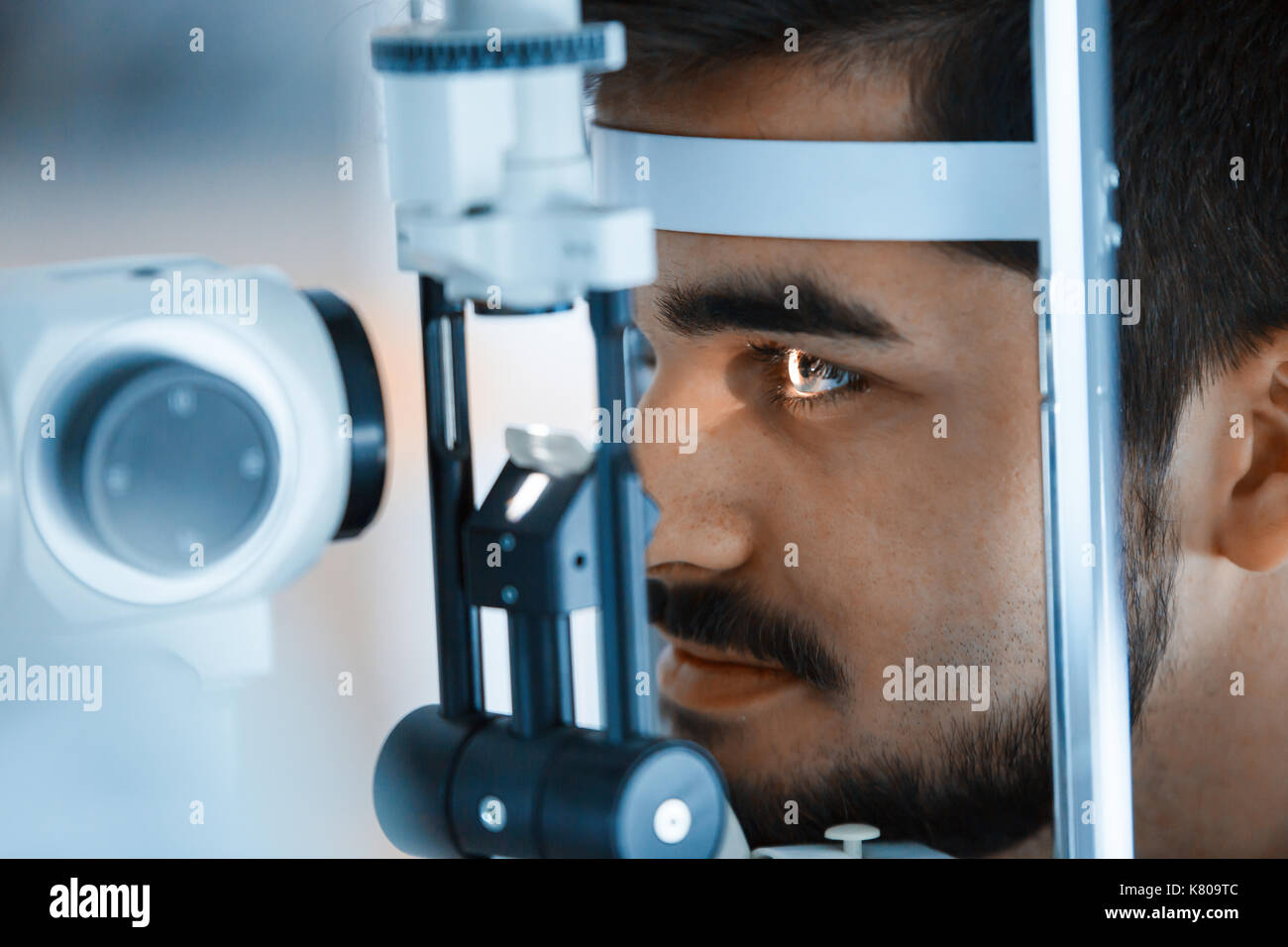Ophthalmology concept. Patient eye vision examination in ...