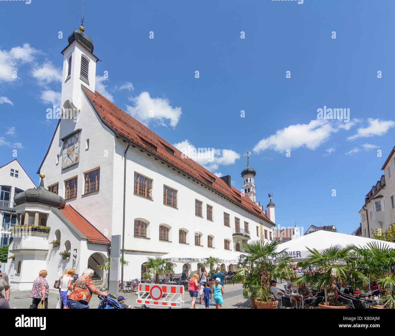 square Rathausplatz, Rathaus (Town Hall), Kempten (Allgäu), Schwaben ...