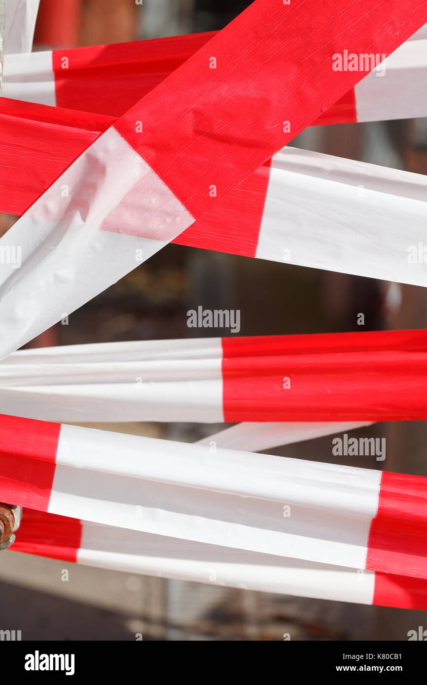 red-white Construction site barrier tape Stock Photo - Alamy