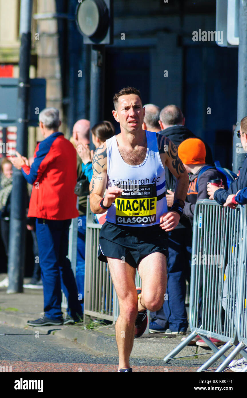 GLASGOW, SCOTLAND - OCTOBER 2, 2016: Runner competing in the half ...