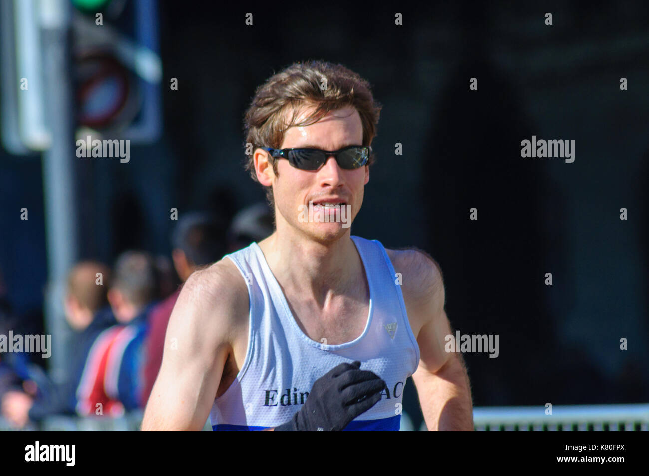 GLASGOW, SCOTLAND - OCTOBER 2, 2016: Runner competing in the half ...