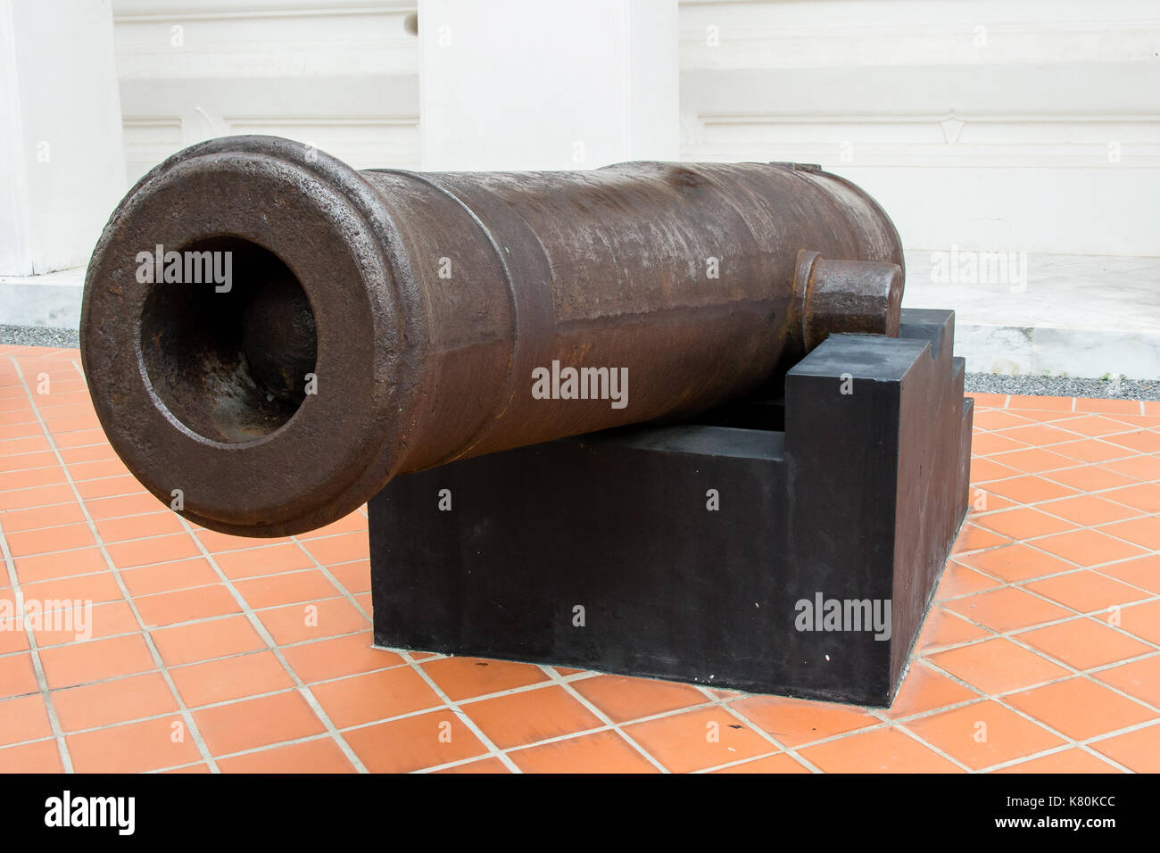 Ancient cannon model stand in the area of temple in Bangkok, Thailand ...