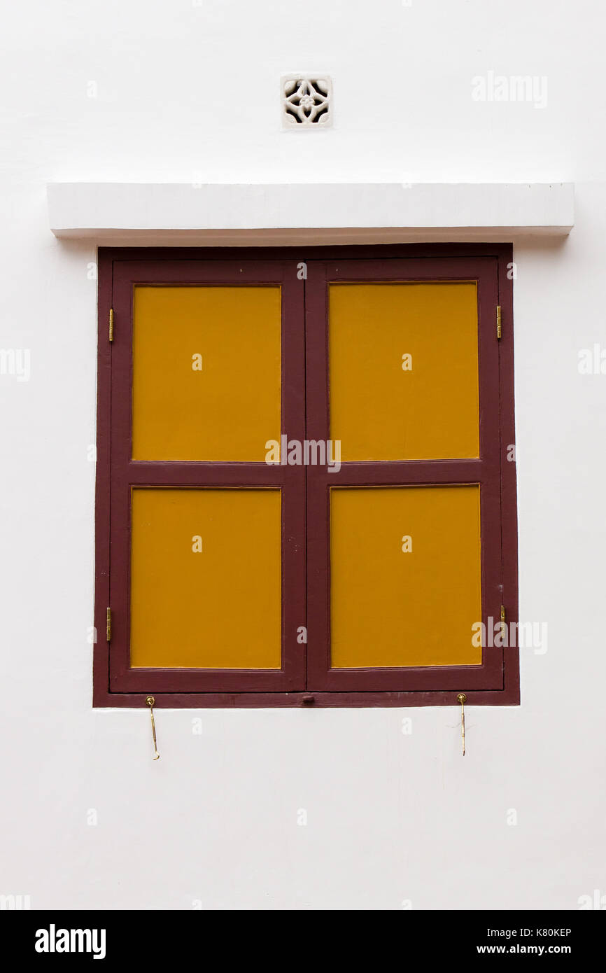Window of Thai temple in Bangkok, Thailand Stock Photo - Alamy
