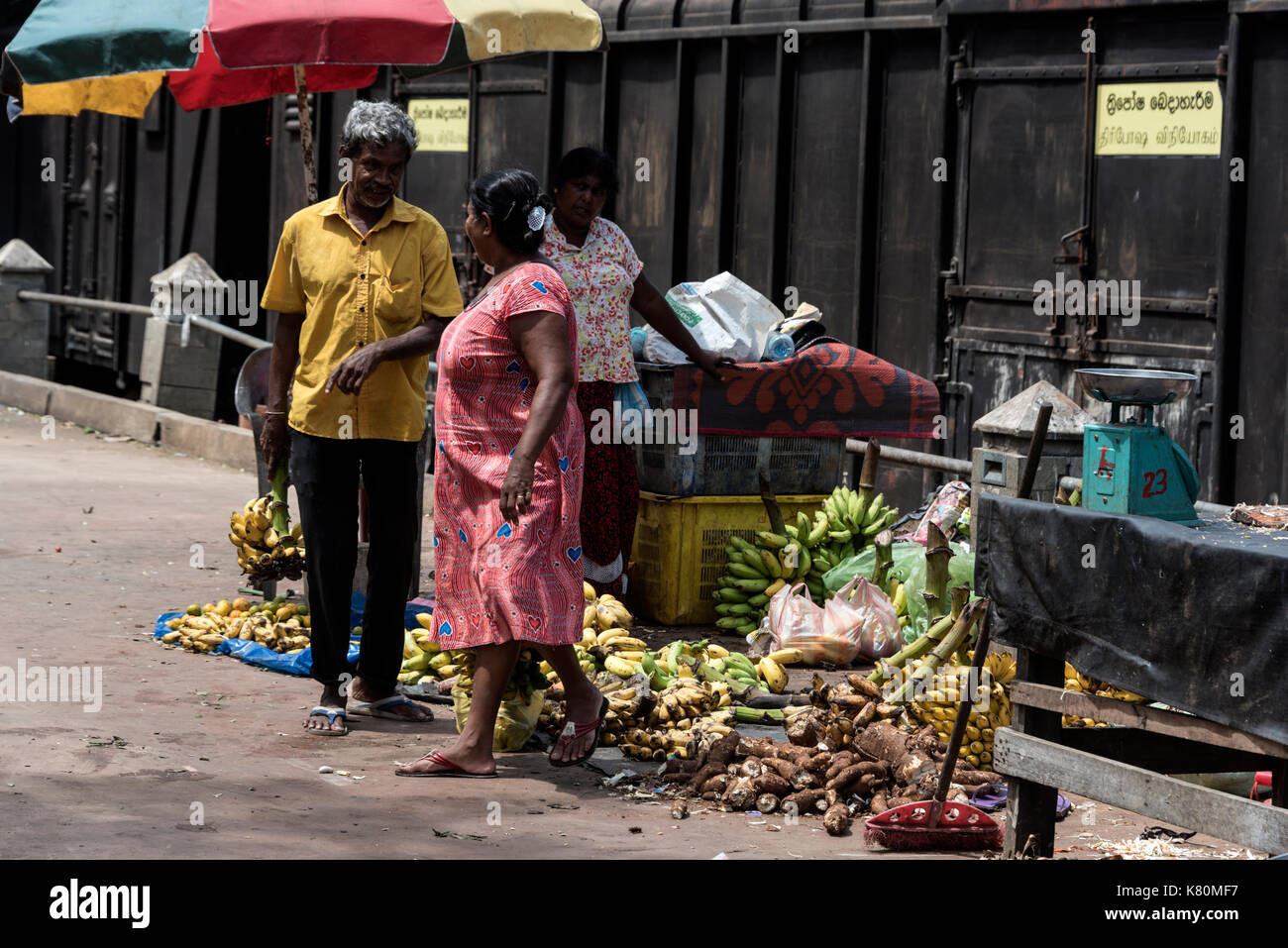At a small food market in the centre of Columbo in Sri Lanka Stock ...