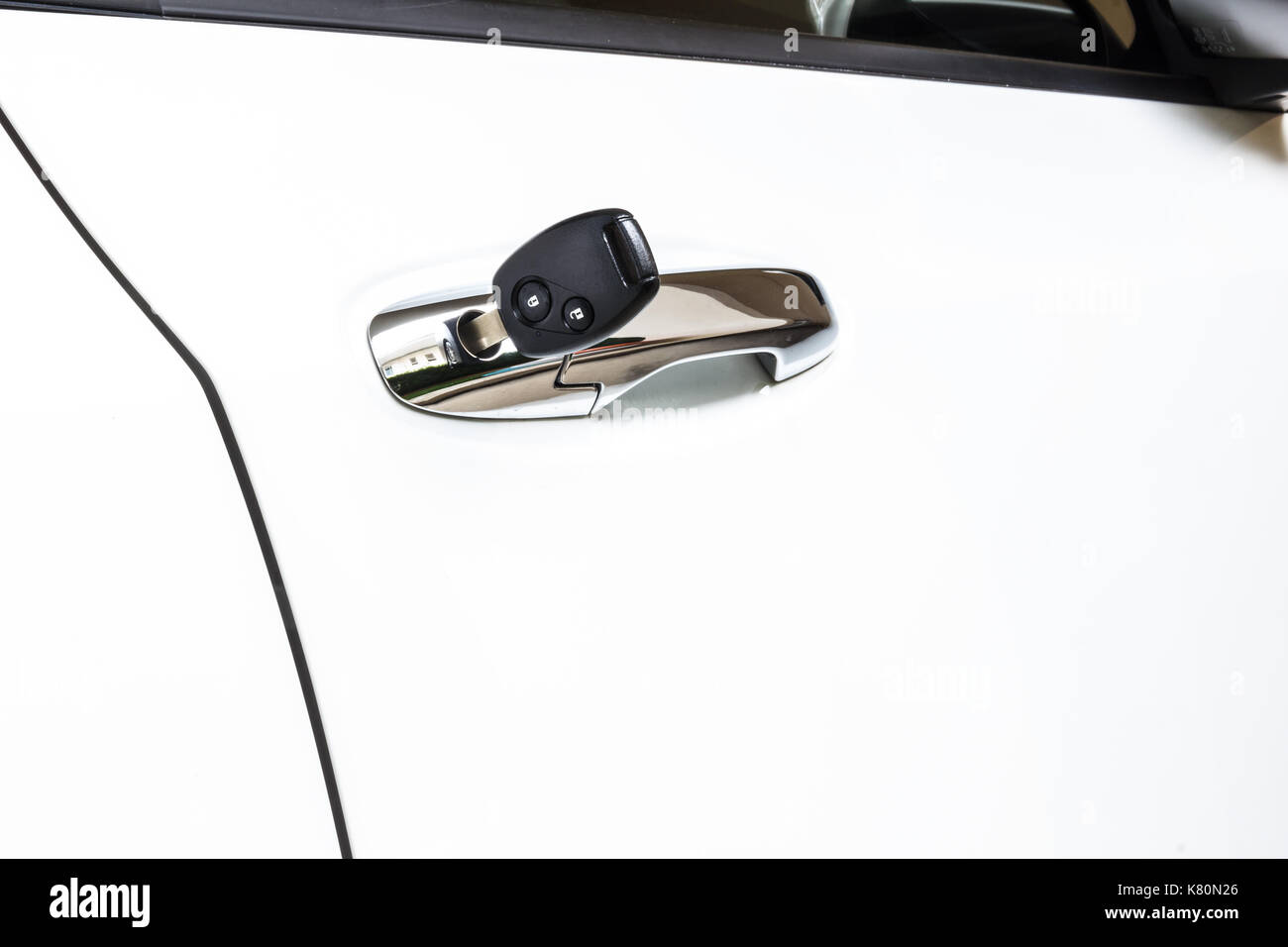 Car key in the car door hole Stock Photo - Alamy