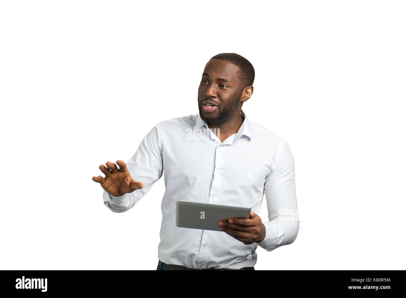 Speaking into computer hi-res stock photography and images - Alamy
