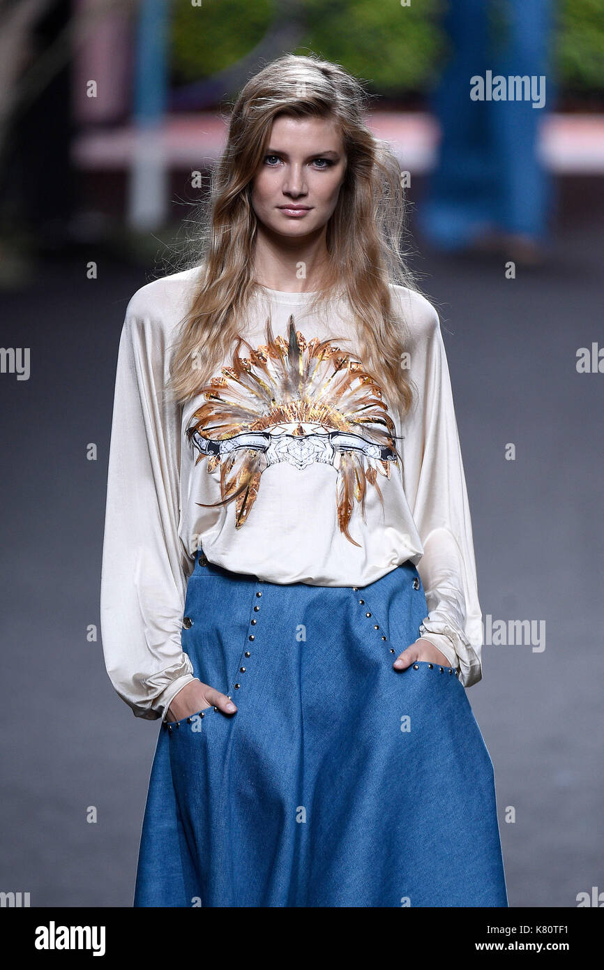 Model wears at collection runway a creation from " Juana Martin ...