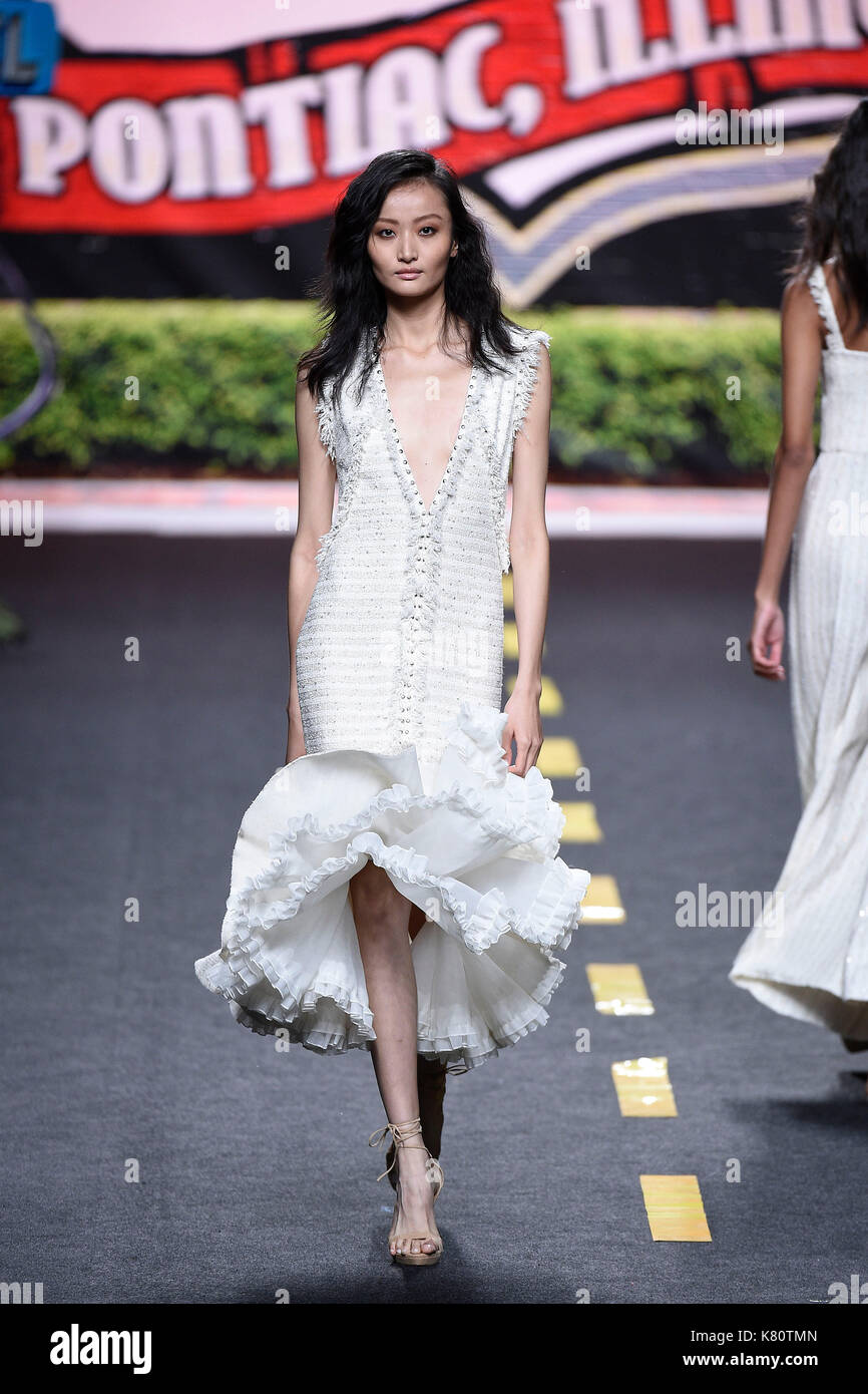 Model wears at collection runway a creation from " Juana Martin ...