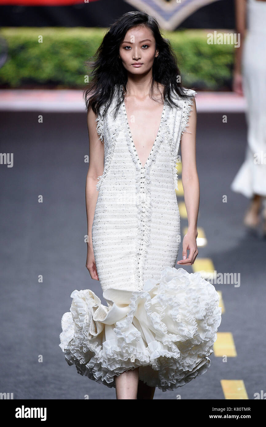 Model wears at collection runway a creation from " Juana Martin ...