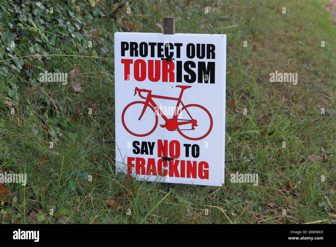 Anti-fracking signs at roadside in North Yorkshire, England, UK ...
