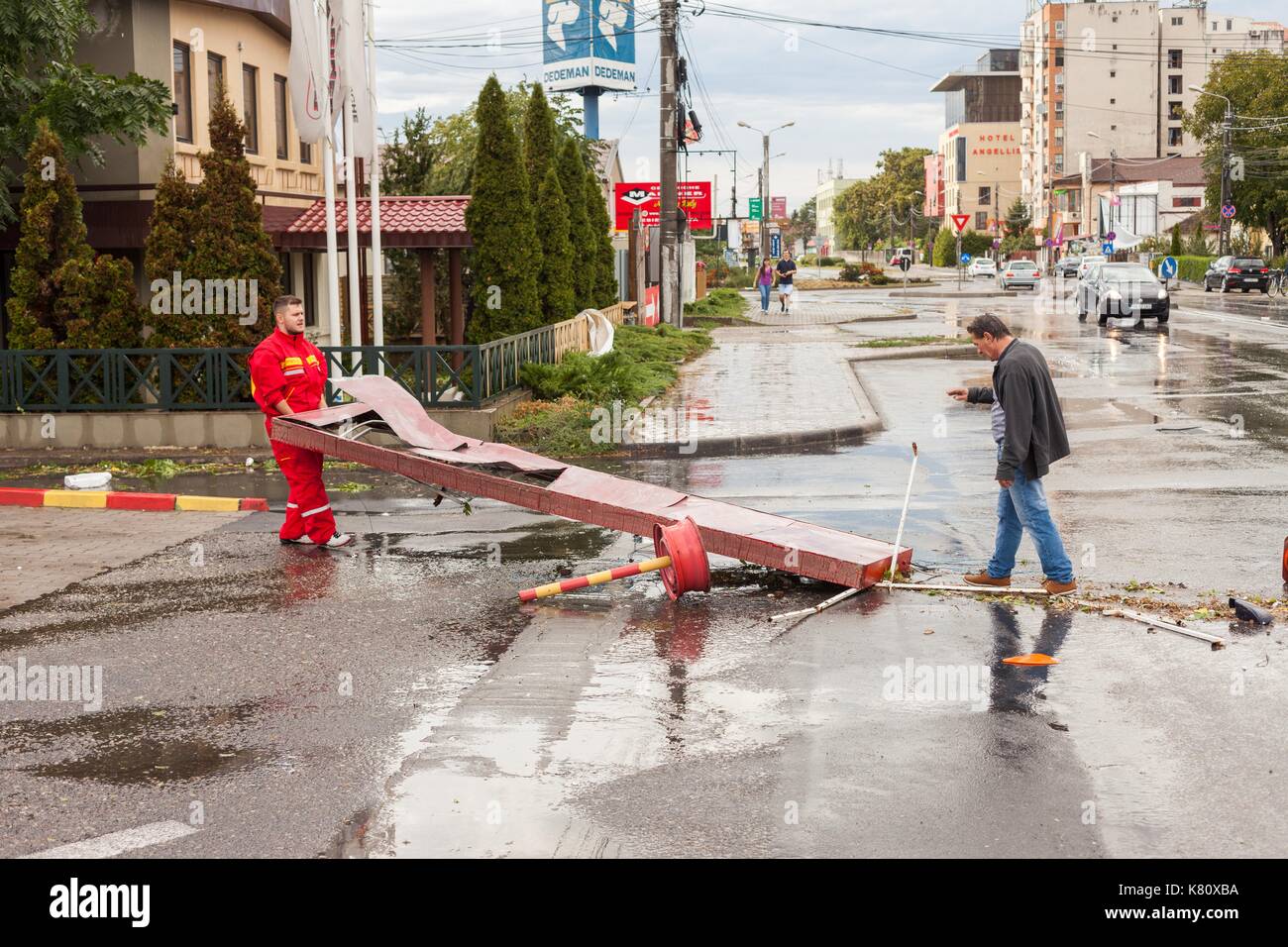 TIMISOARA, ROMANIA -- Sep 17: A severe thunderstorm with winds up to 80 ...