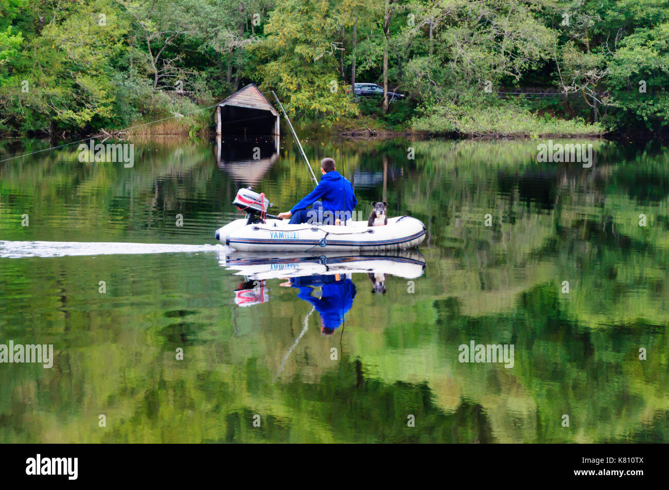 Loch Ard, Scotland, UK. 17th September, 2017. UK Weather: One man ...