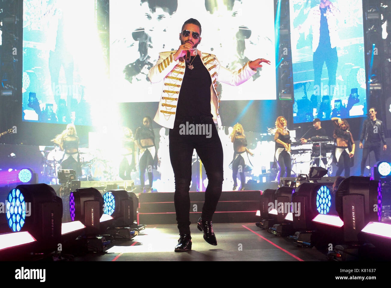 Singer Maluma during a concert in Palau St Jordi of Barcelona on Sunday ...