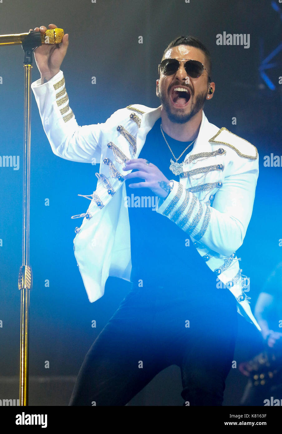 Singer Maluma during a concert in Palau St Jordi of Barcelona on Sunday ...