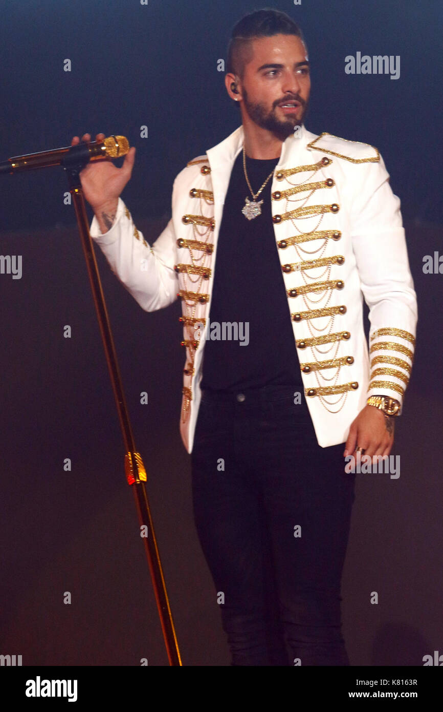 Singer Maluma during a concert in Palau St Jordi of Barcelona on Sunday ...