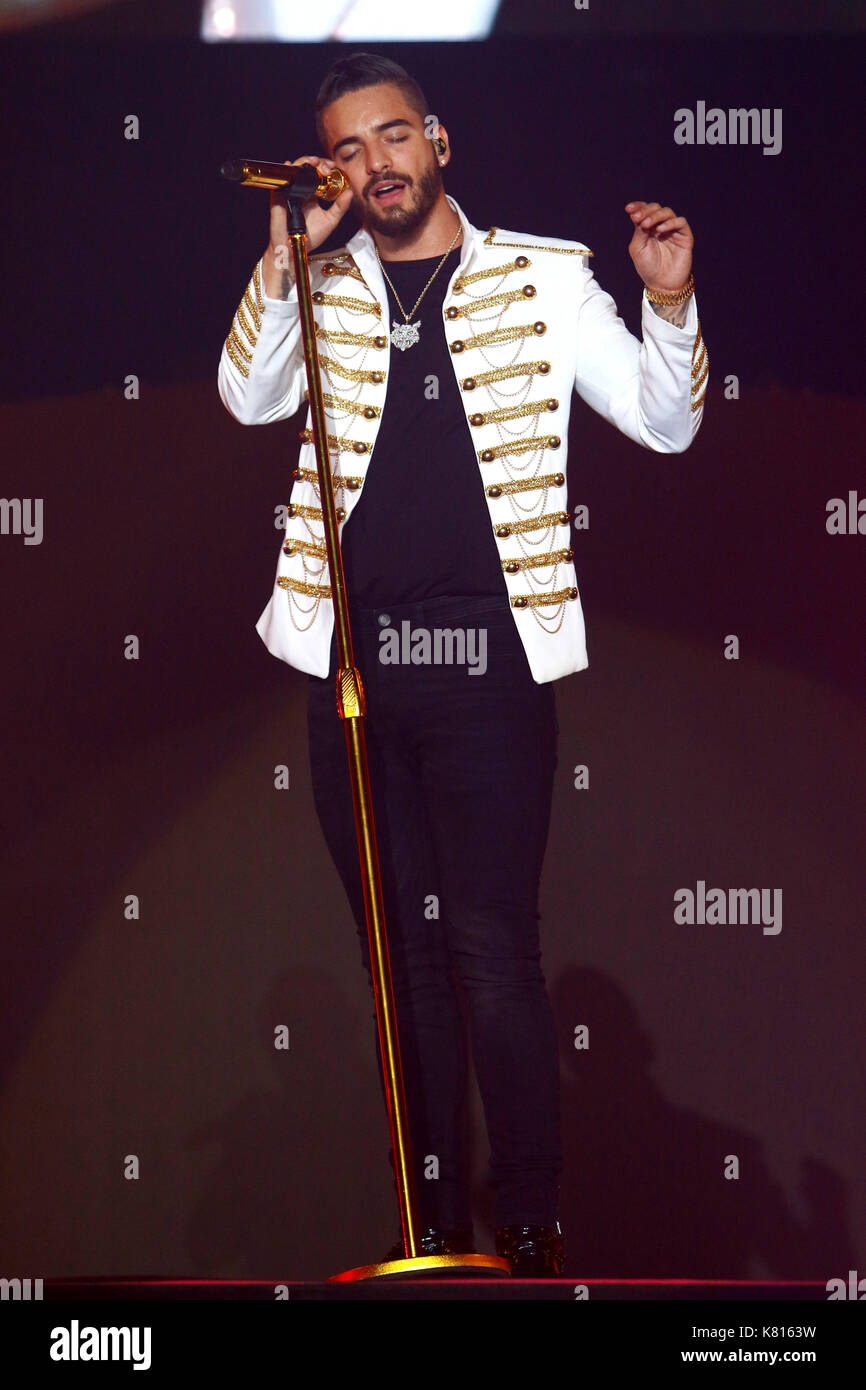 Singer Maluma during a concert in Palau St Jordi of Barcelona on Sunday ...