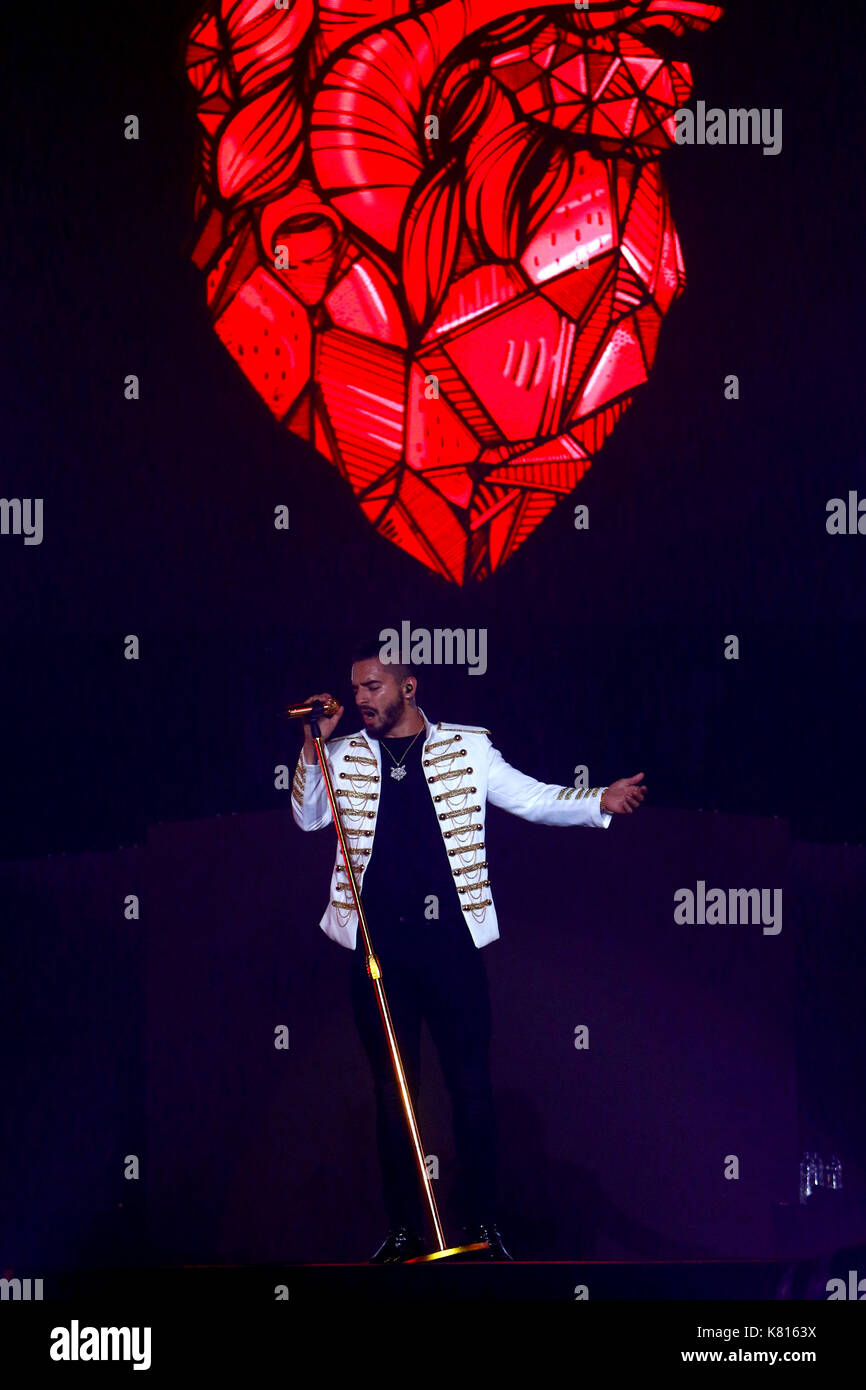 Singer Maluma during a concert in Palau St Jordi of Barcelona on Sunday ...