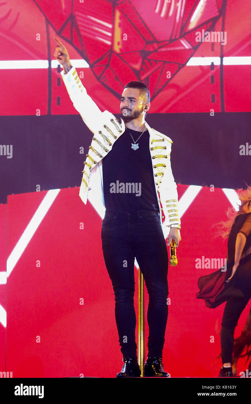 Singer Maluma during a concert in Palau St Jordi of Barcelona on Sunday ...