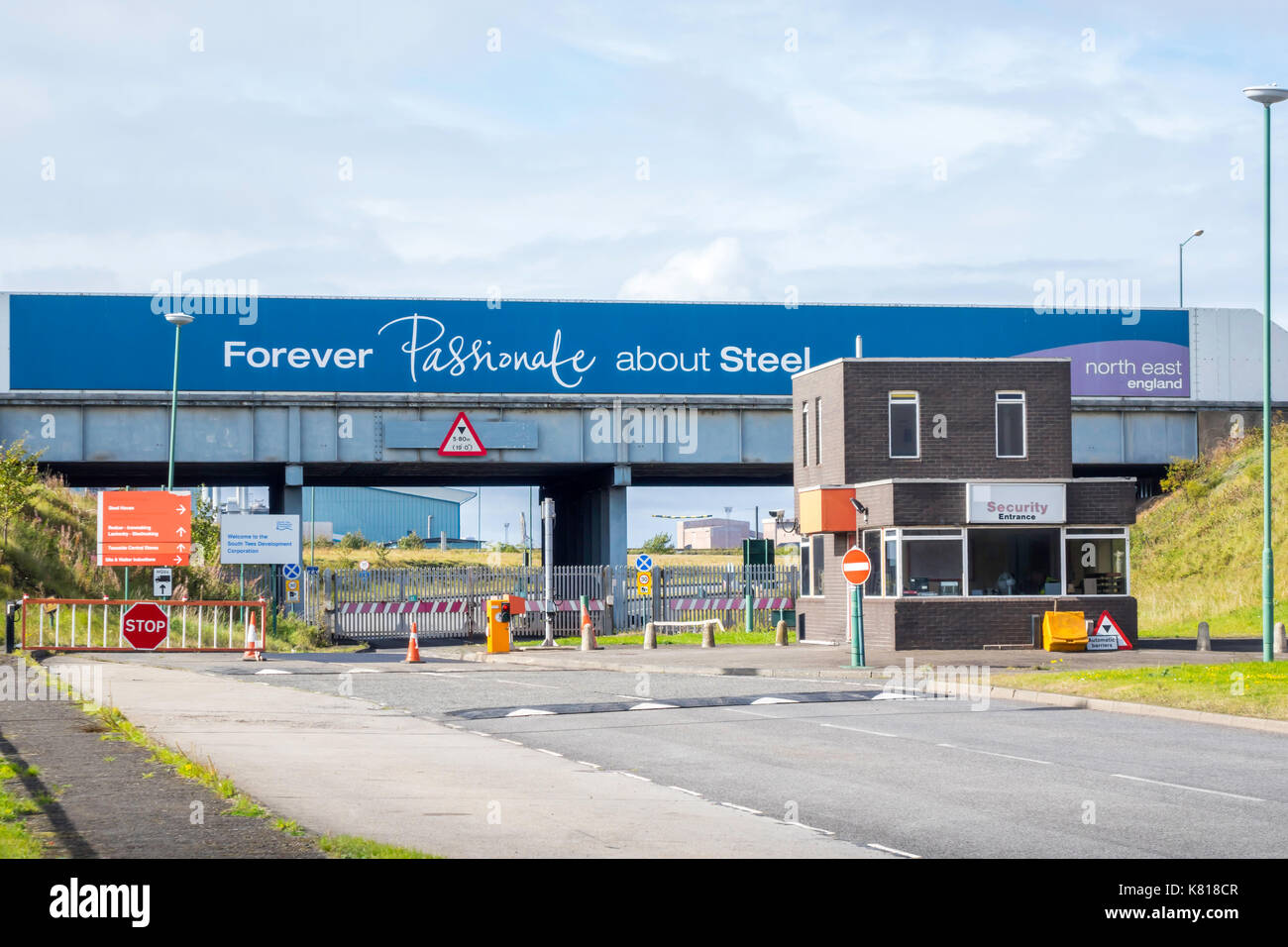 The main entrance to the former Redcar Steel Works now redundant and ...