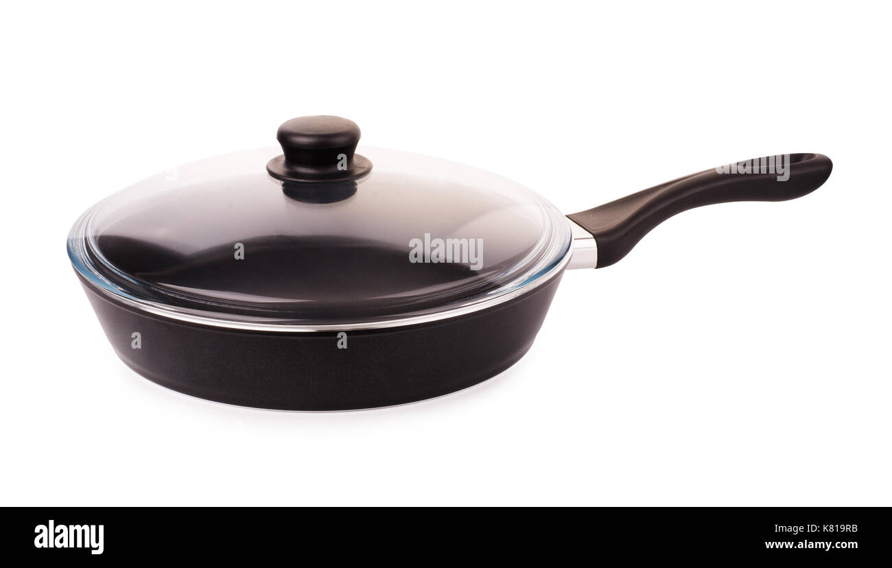 Frying pan with cover isolated on white background Stock Photo - Alamy